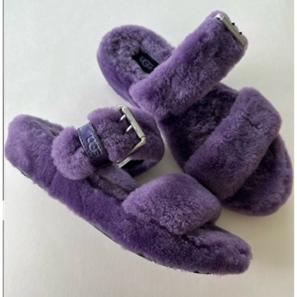 UGG | Shoes | Ugg Fuzz Yeah Slide Sheepskin Purple Slipper Sandals ...